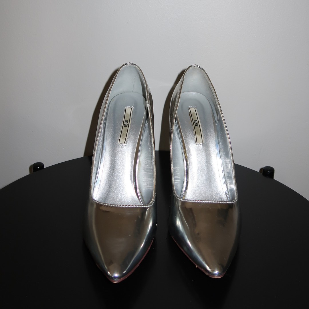 (FREE POS) Nose Chrome Metallic Pointy Toe Heel Pump, Women's Fashion ...