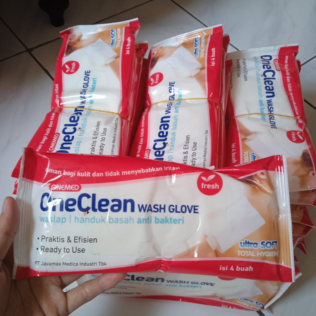 OneMed OneClean Wash Glove, harga per 5 packs, In Stok 35 pcs. BRAND NEW, Kesehatan & Kecantikan ...