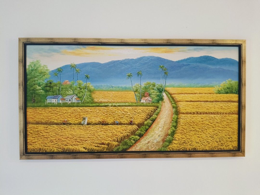Paddy Field Handmade Oil Painting On Canvas With Frame, Furniture ...