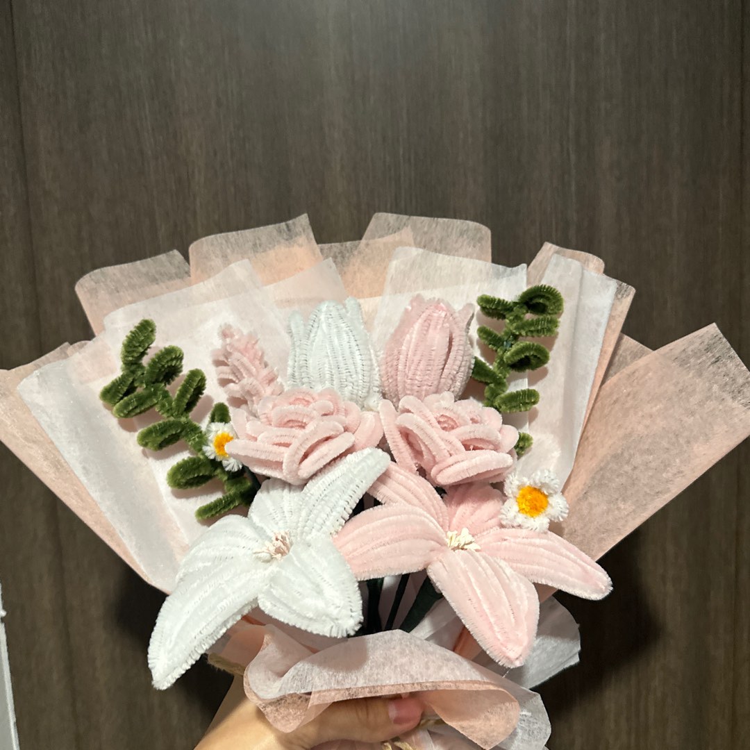 Pink Flower Bouquet (Already Pink), Hobbies & Toys, Stationery & Craft ...