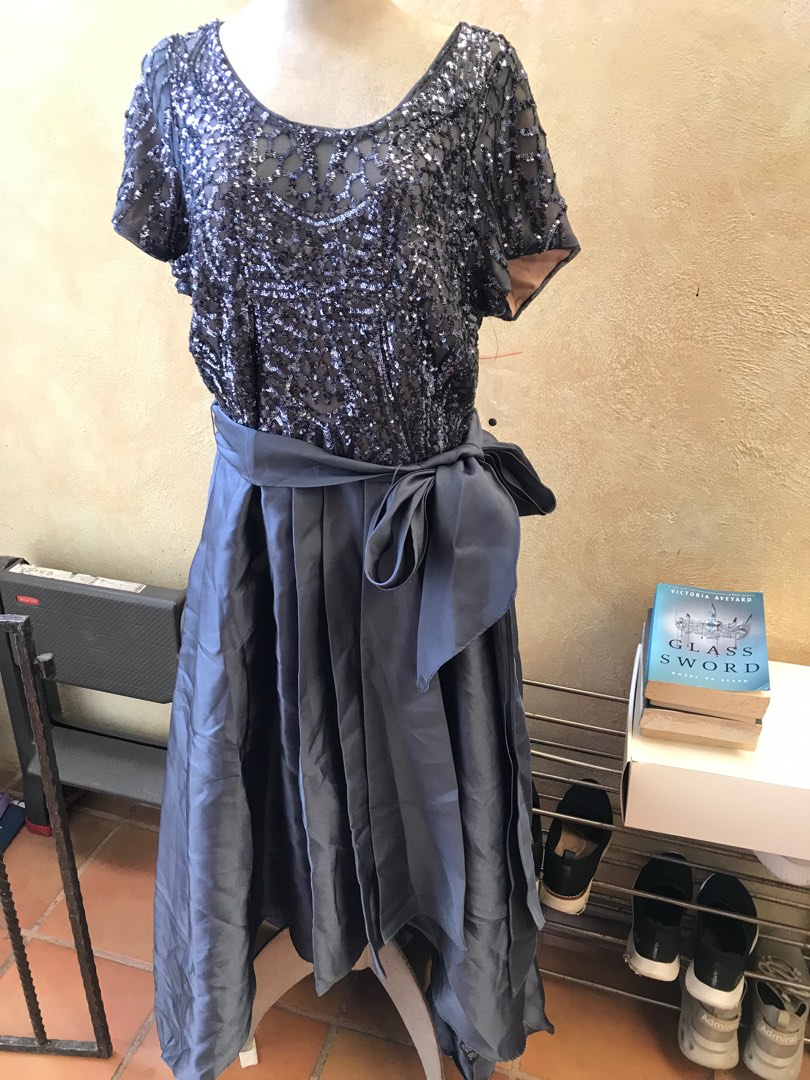 Plus size gown grey 14 x ninang gown, Women's Fashion, Dresses & Sets ...