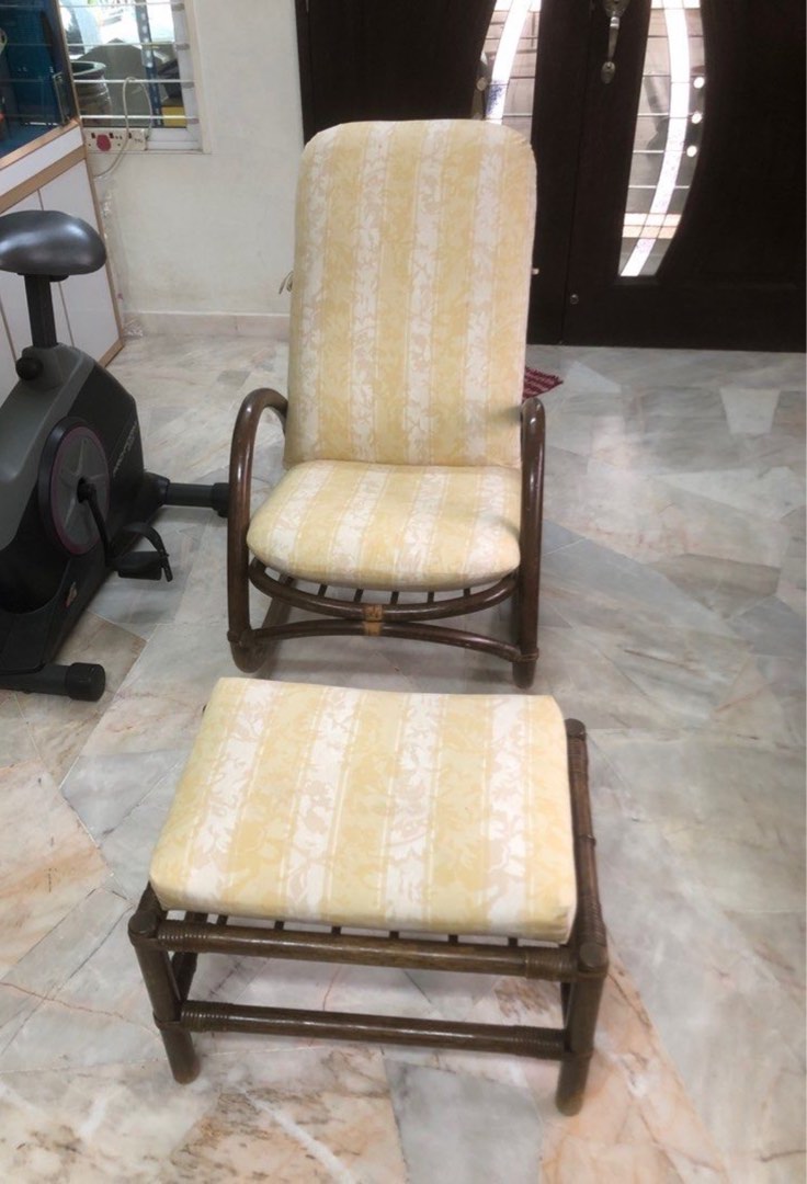 Rattan Rocking Chair & Leg Rest, Furniture & Home Living, Furniture ...