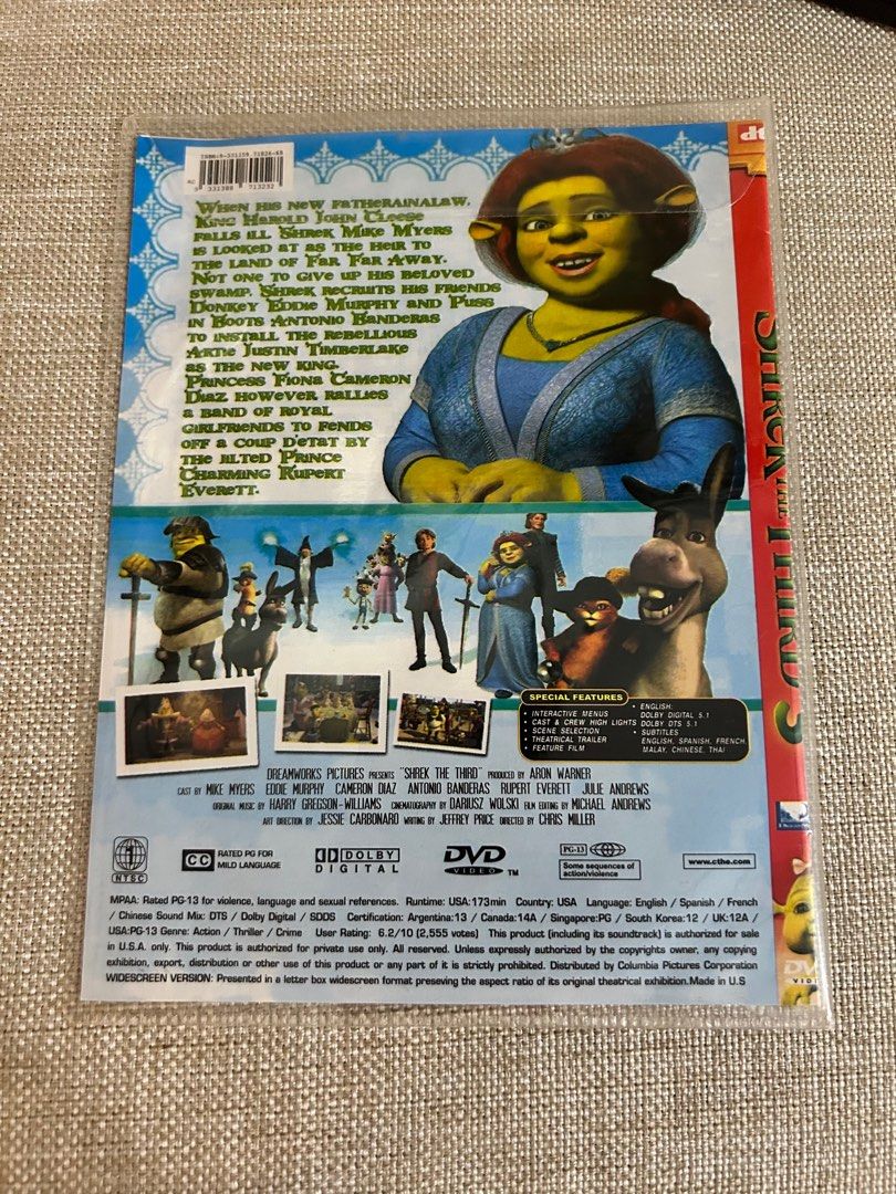 Shrek the 3rd Movie, Hobbies & Toys, Music & Media, CDs & DVDs on Carousell