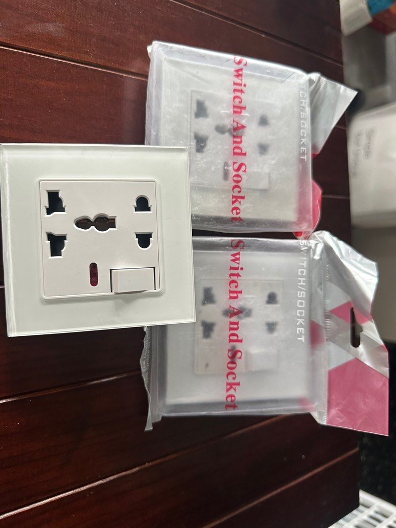 Single socket $ double socket with glass panel, 1M track socket , TV ...