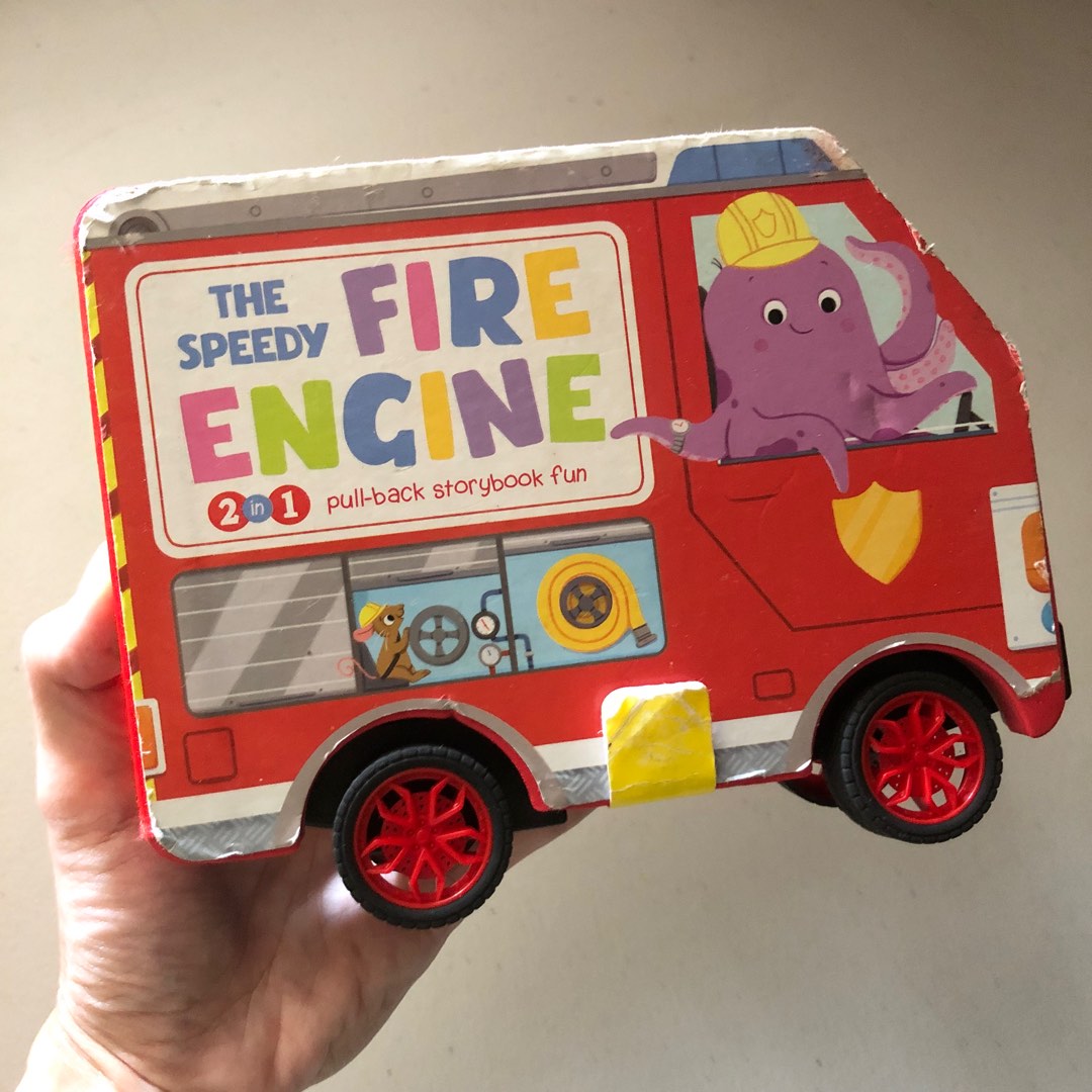 The Speedy Fire Engine 2-in-1 Pull-back Storybook, Hobbies & Toys, Toys ...