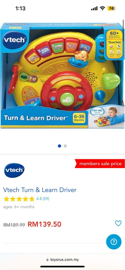 Vtech Turn & Learn Driver, Hobbies & Toys, Toys & Games on Carousell