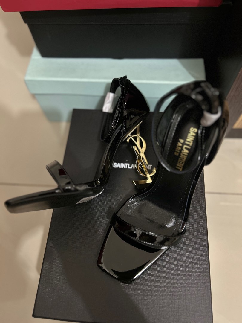 Ysl opyum black patent leather sepatu sandal ysl, Fesyen Wanita, Sepatu ...