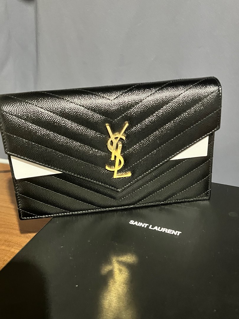 YSL saint laurent WOC wallet on chain envelope with RECEIPT, Luxury ...