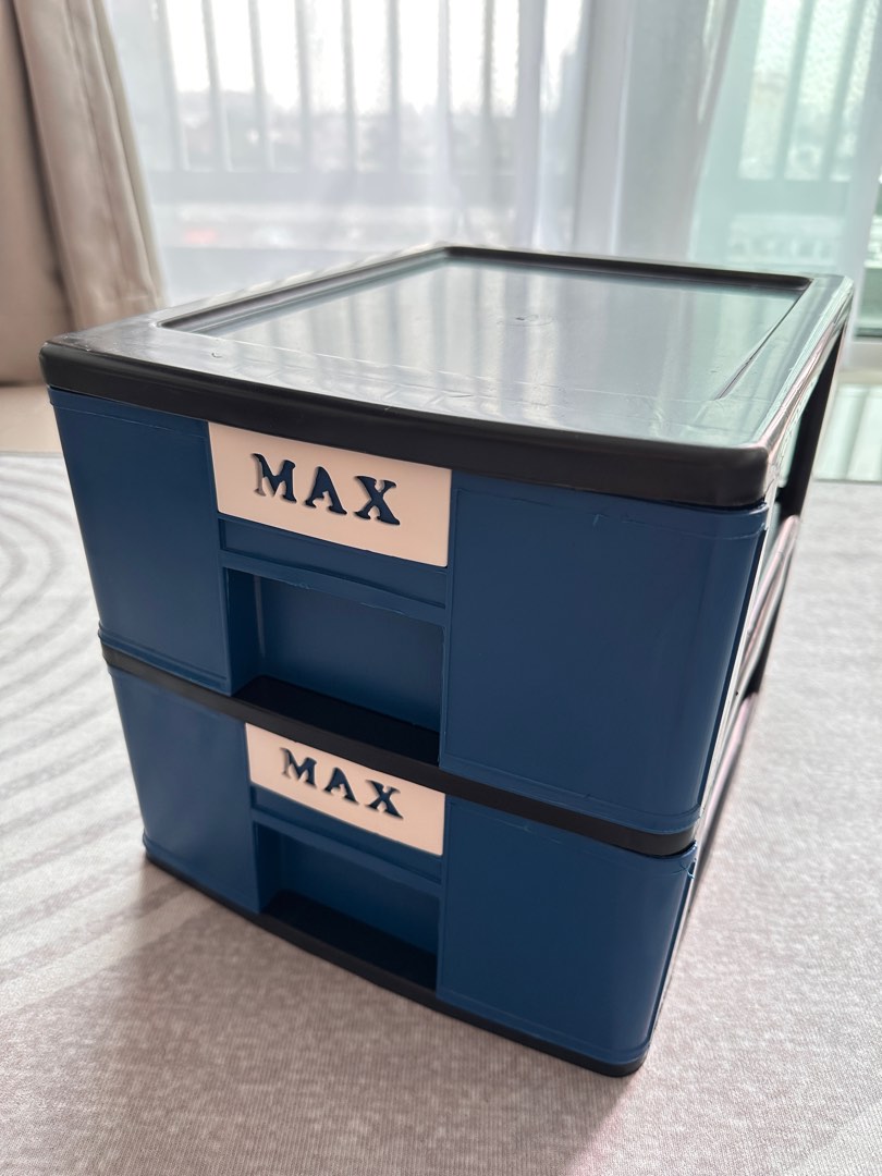 2 Layers Pull Out Storage Box (26cm X 33cm X 26cm) Blue Color ...