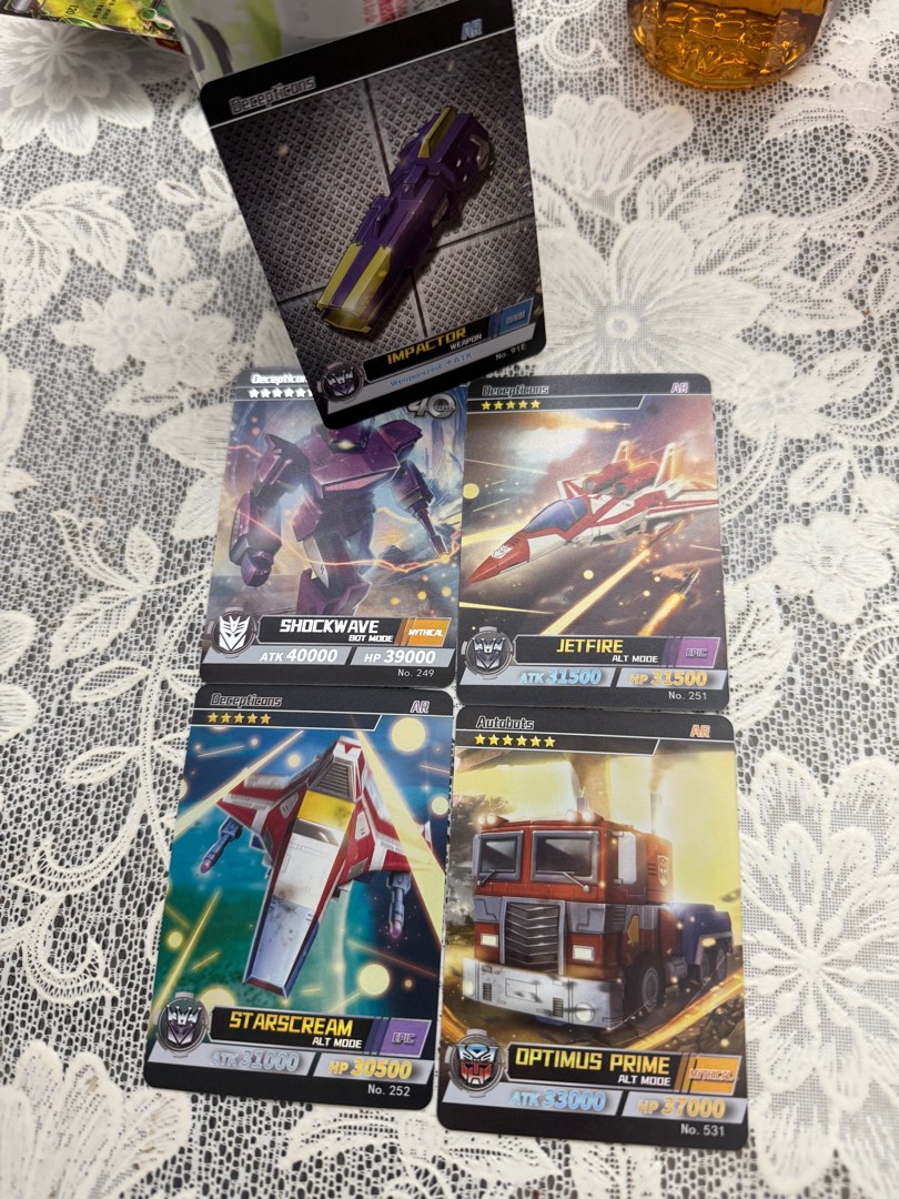 變形金剛 AR 萬奇卡 5張 Transformers Vanch card, 興趣及遊戲, 玩具 & 遊戲類 - Carousell