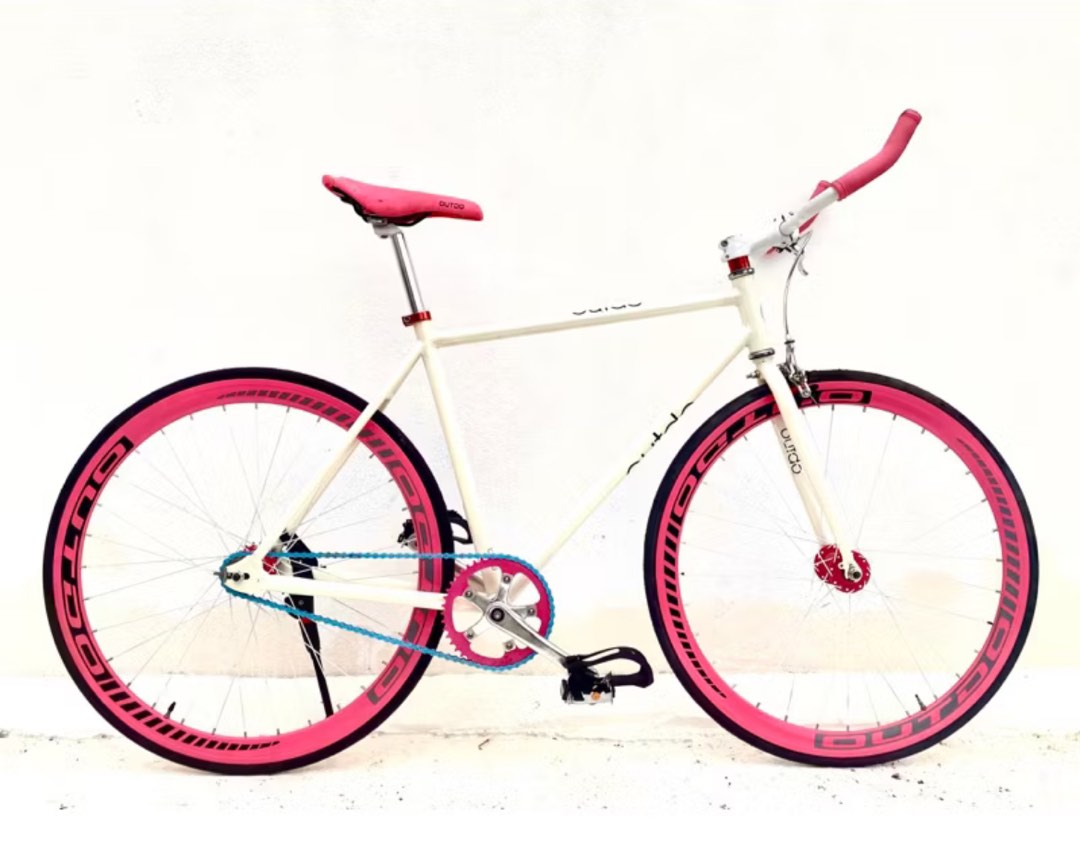 Basikal Fixie 700c OSCAR bicycle (Fluorescent White Pink) Road Bike ...