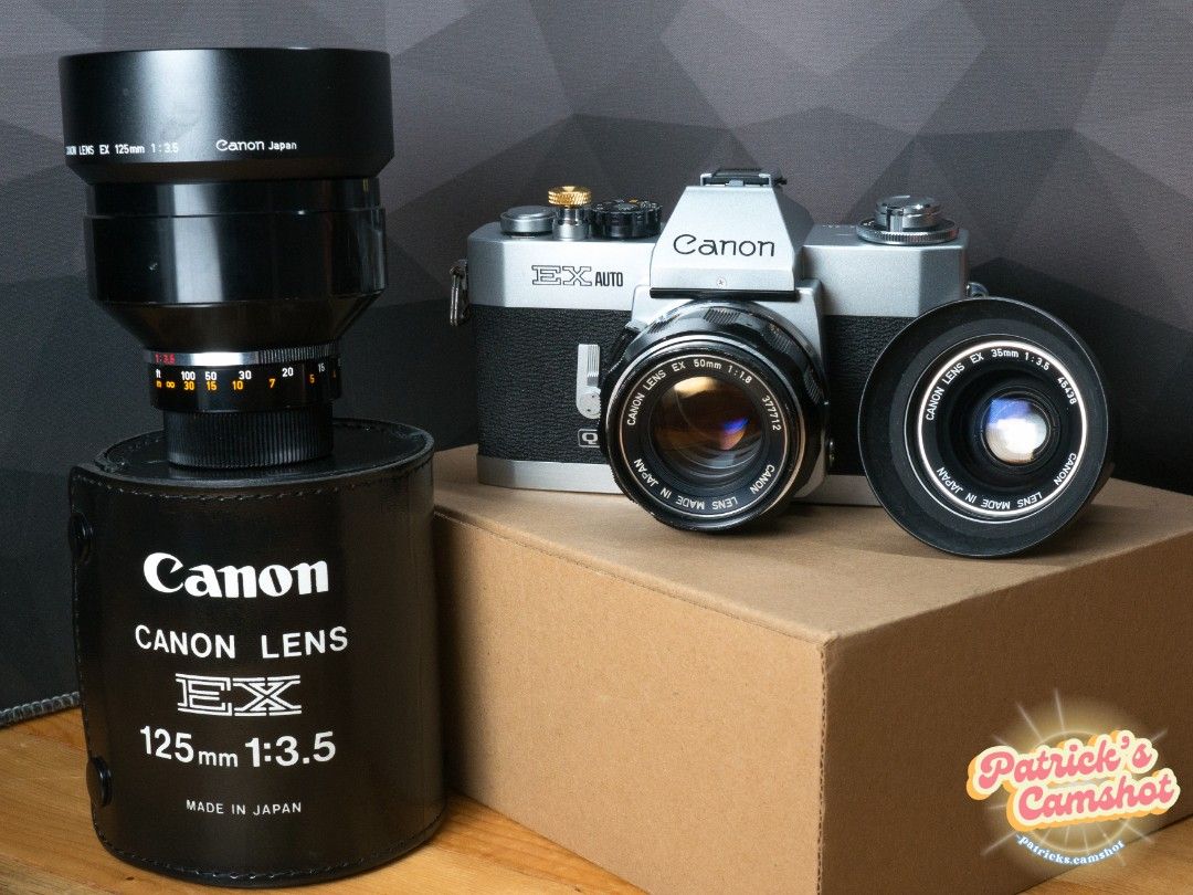 (35mm Film) Canon EX AUTO QL with 50mm 1.8, 35mm 3.5, and 125mm 3.5 ...