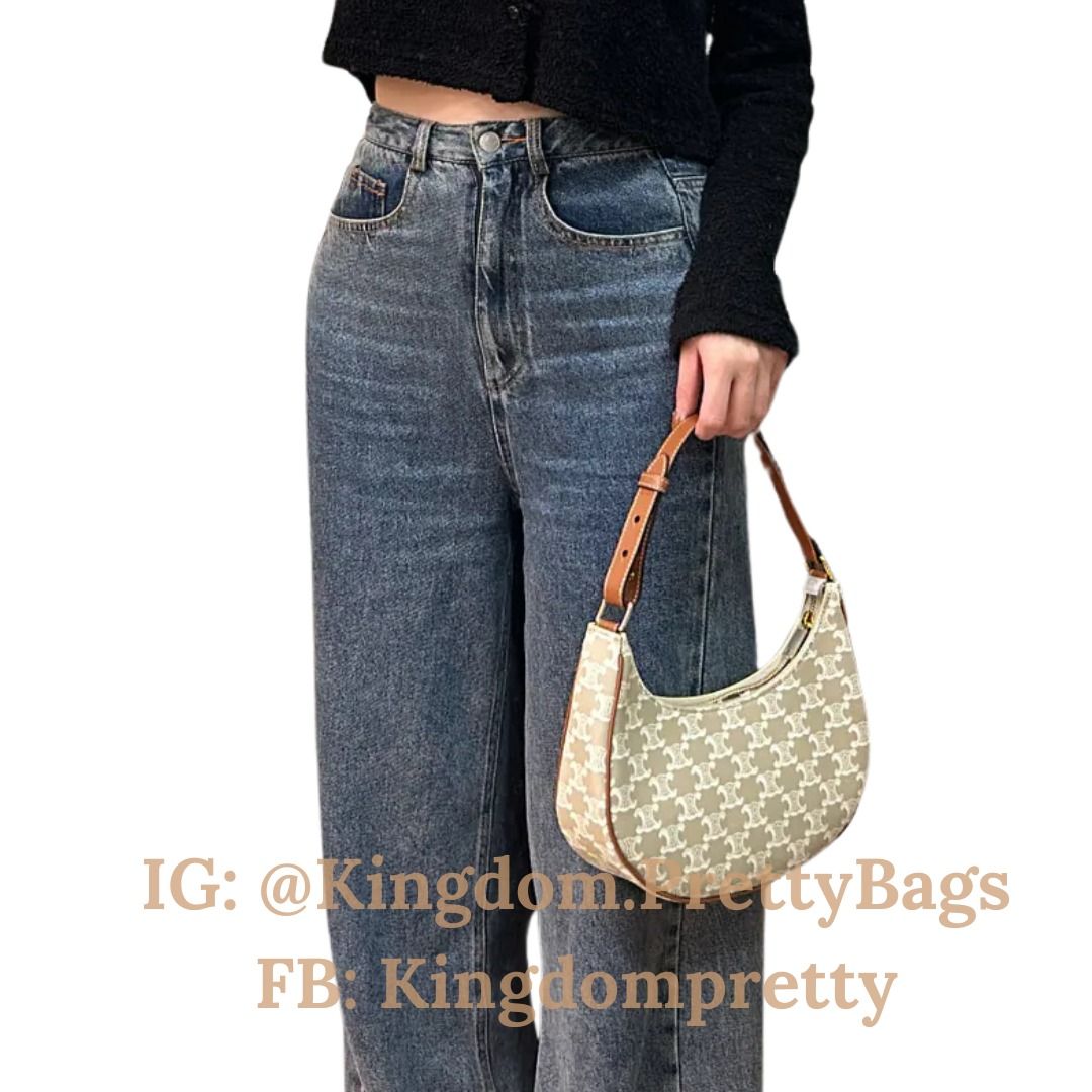 Celine Ava Triomphe Canvas and Leather Medium Hobo Shoulder Bag Pre-order, Luxury, Bags ...