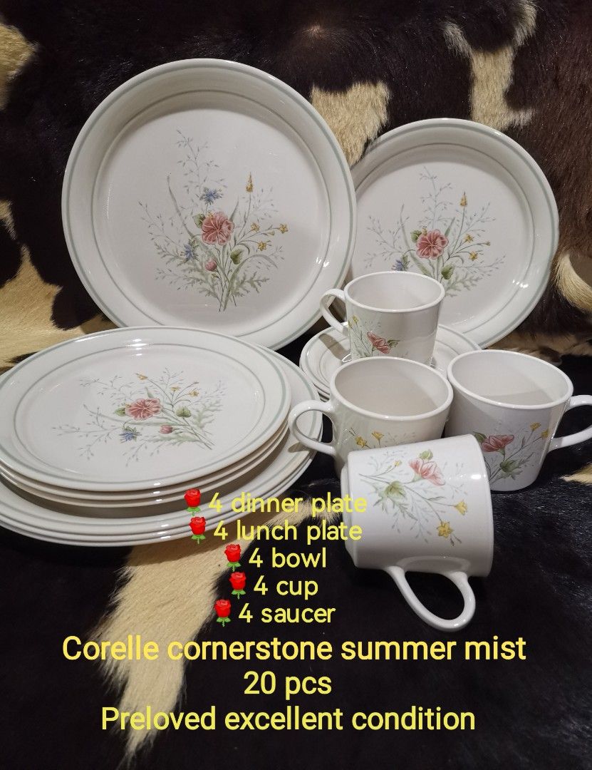 CORELLE SUMMER MIST DINNER SET, Furniture & Home Living, Kitchenware ...