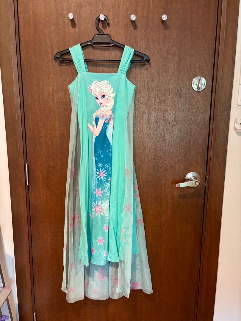 Elsa Frozen Long Dress with Flowing Tulle Cape, Babies & Kids, Babies ...