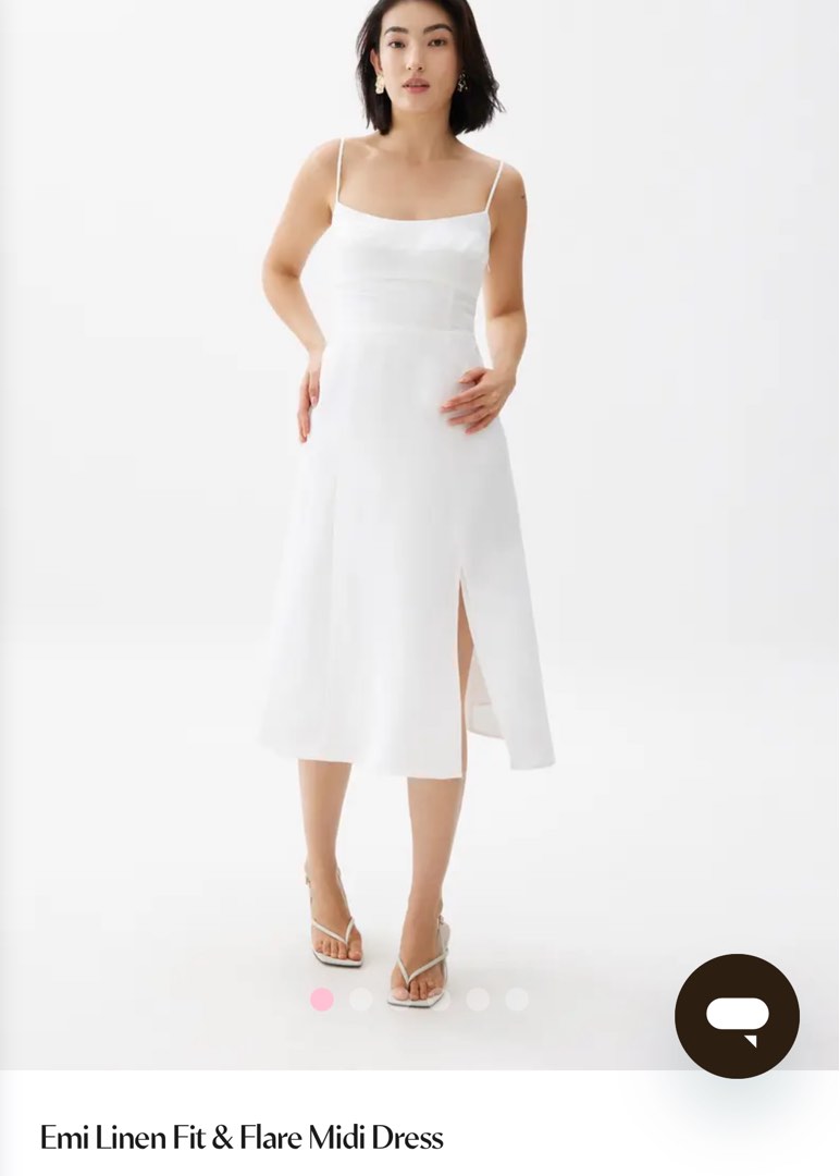 Emi Linen Midi Dress, Women's Fashion, Dresses & Sets, Dresses on Carousell