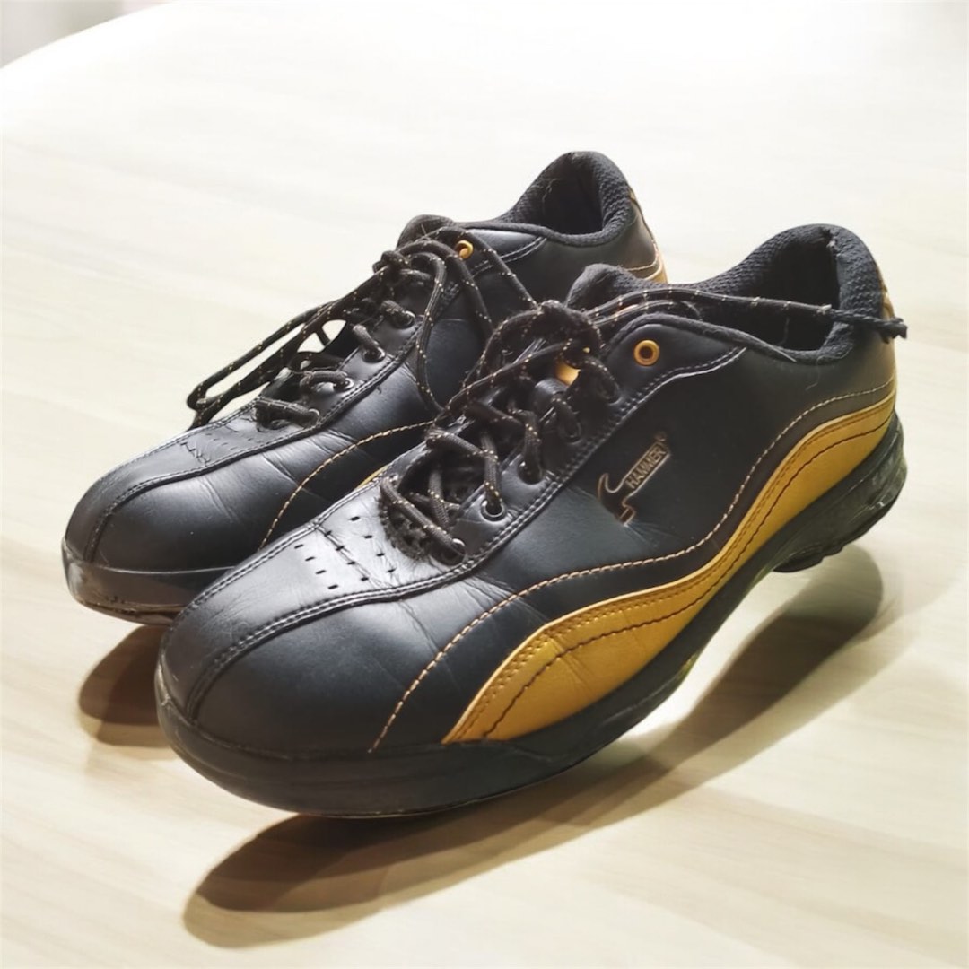 Hammer Force Black Widow Black/Gold bowling shoes, Fesyen Pria, Sepatu ...