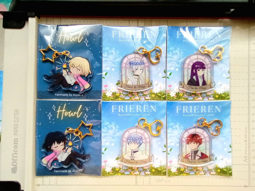 Howl's Moving Castle and Frieren Acrylic keychain charms, Hobbies ...