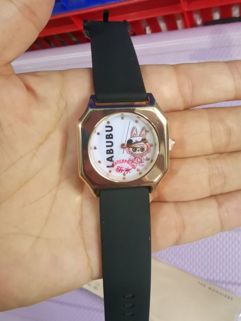 Jam tangan labubu pop mart hitam unisex anak dewasa, Fesyen Wanita ...