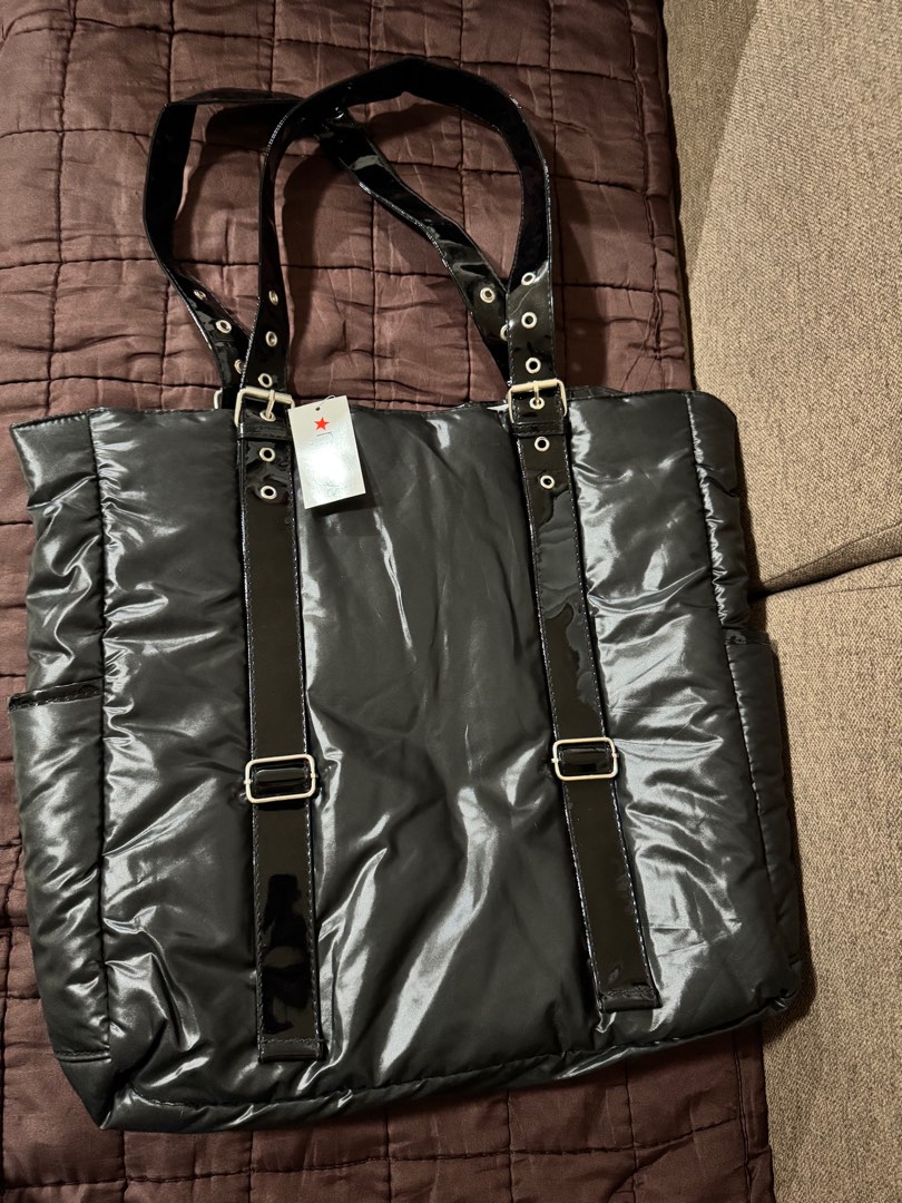 jem: NEW with TAG Large Black Soft Tote Bag in Patent & Silk Leather ...