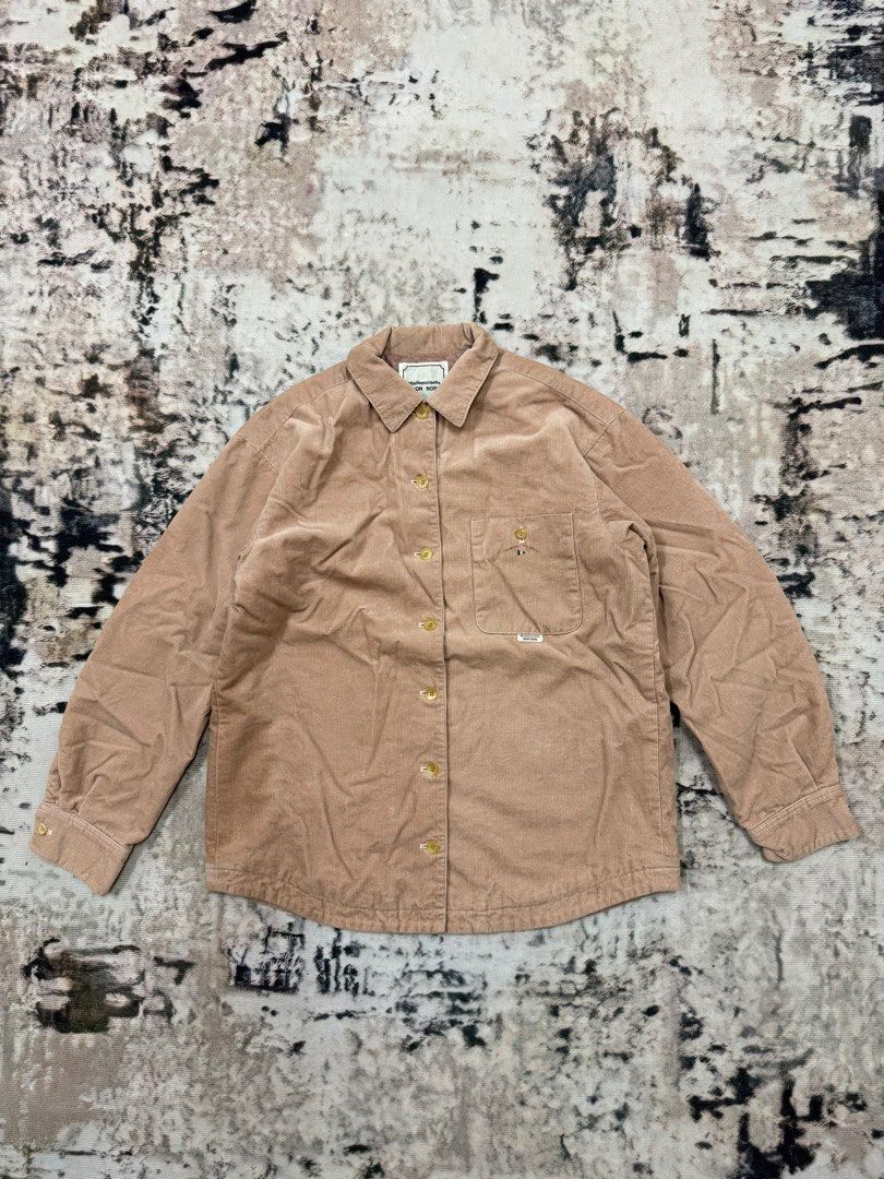 MAD MOISELLE NON NON BUTTON UP QUILTED LINED CUROY JACKET SHIRT, Women ...