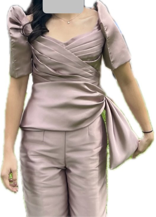 Modern Filipiniana set (color rose taupe) - size: M-L body frame, Women ...