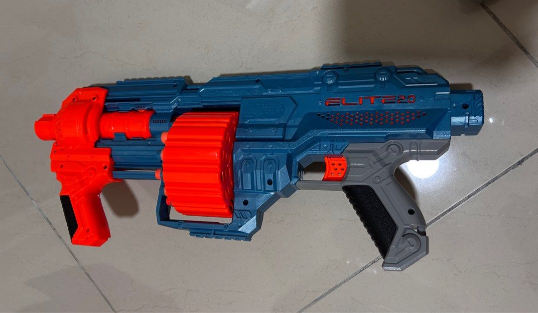 NERF Elite 2.0 Shockwave RD-15 Blaster, 30 Darts, 15-Dart Rotating Drum, Pump-Action, Built-in ...