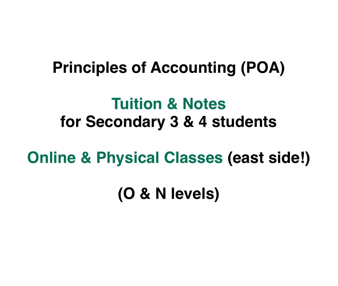Principles of Accounting POA Secondary School Sec 3 and 4 O levels N ...