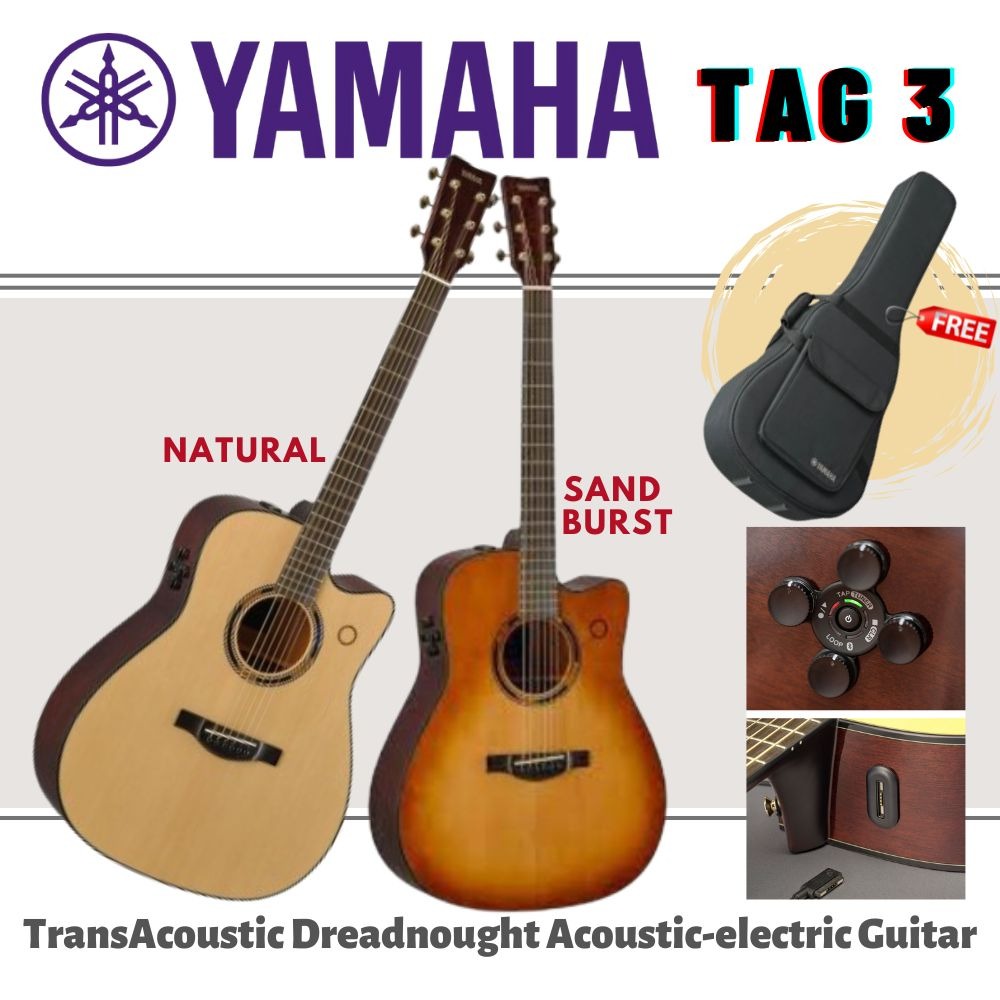 Yamaha TAG3 C TransAcoustic Dreadnought Acoustic-electric Guitar with ...