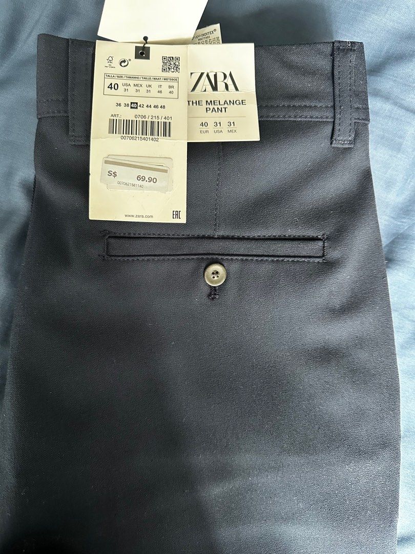 Zara The Melange Pant, Men's Fashion, Bottoms, Trousers on Carousell
