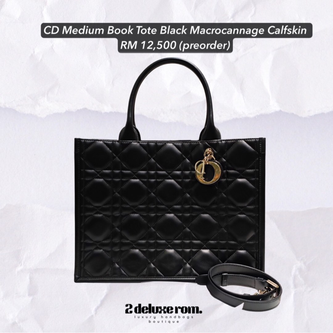 CD Medium Book Tote Black Macrocannage Calfskin | FIXED PRICE, Luxury, Bags & Wallets on Carousell