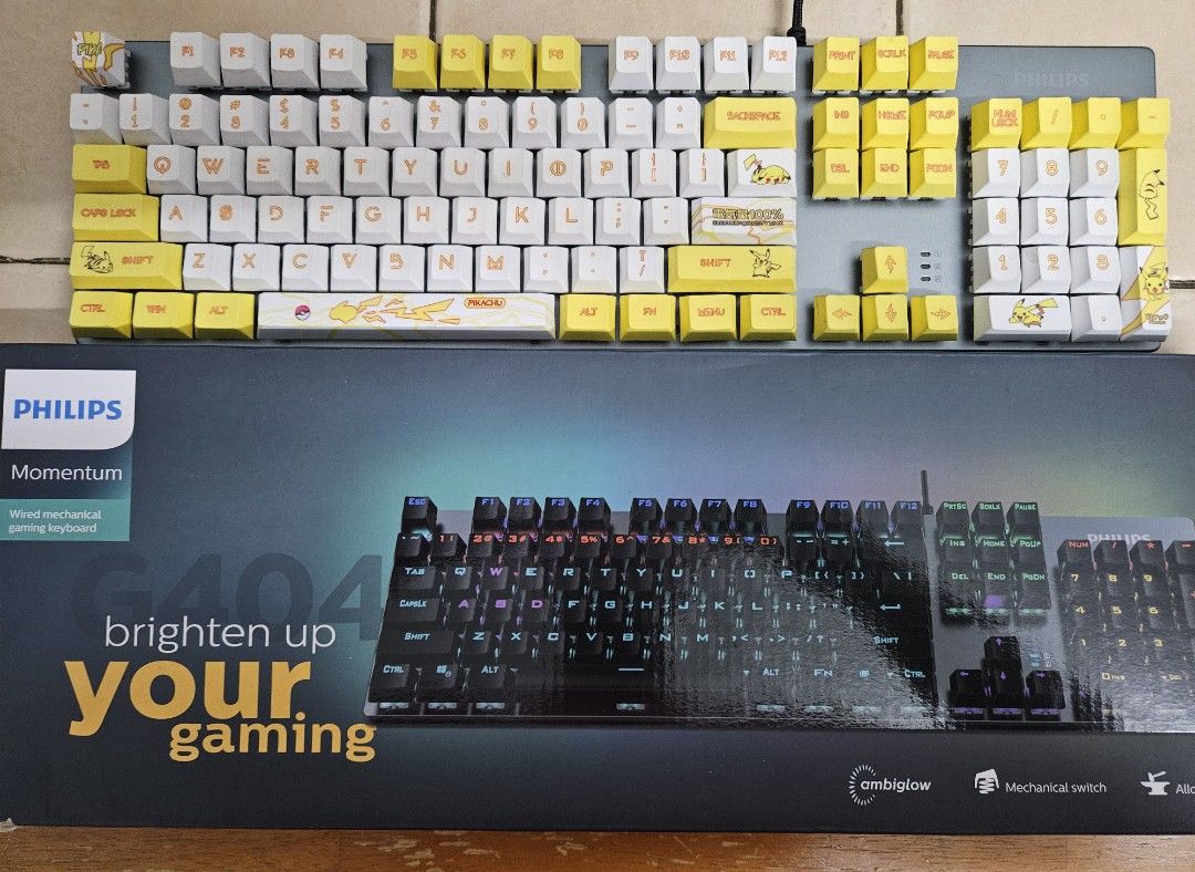 CONVERT POKEMON PIKACHU KEYCAP PHILIPS G404 MECHANICAL RGB GAMING ...