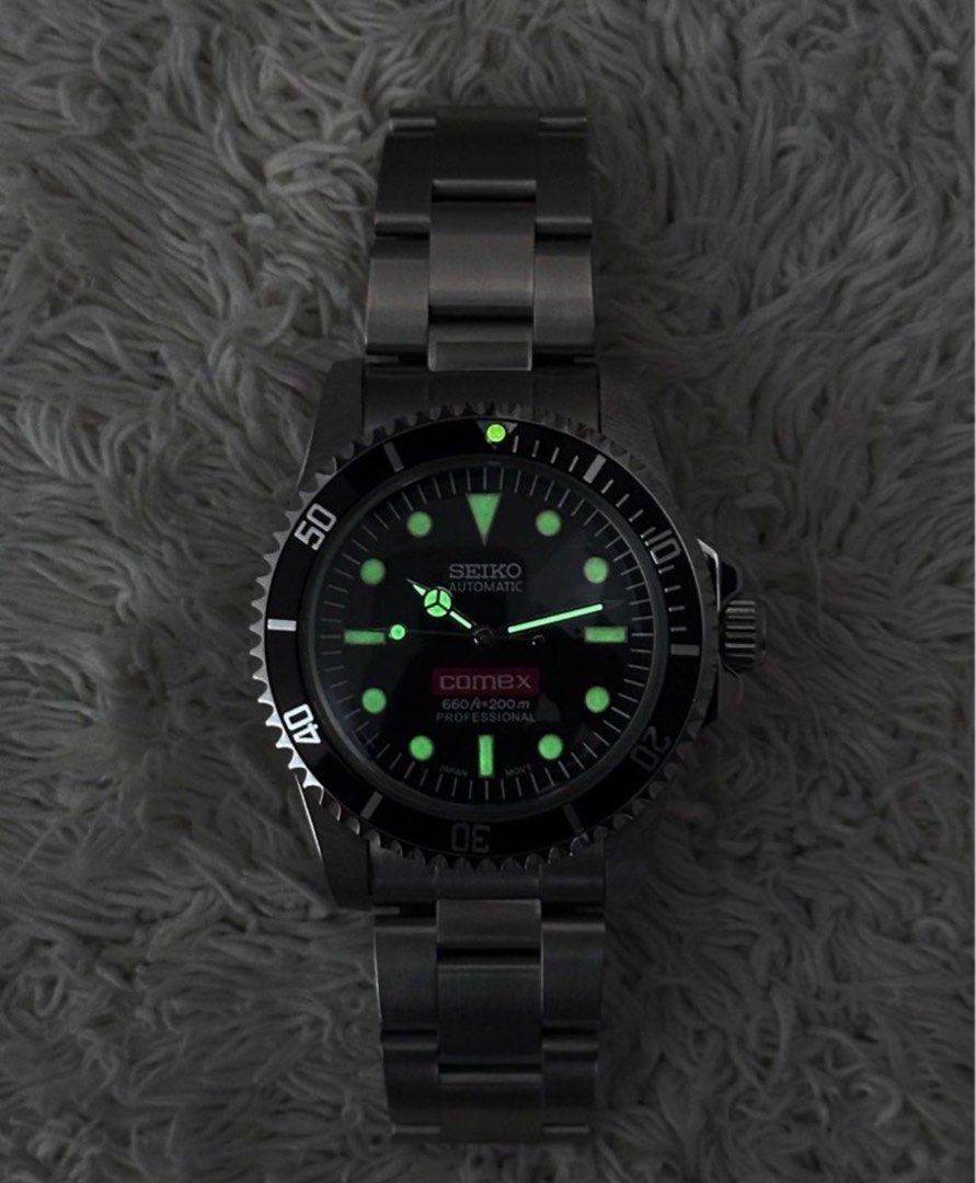 Custom Seiko Mod 39mm Vintage Comex Submariner on Bracelet Automatic ...