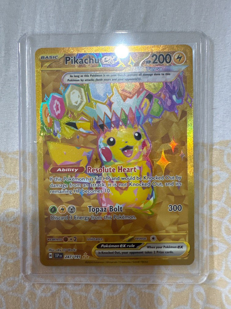 Gold Pikachu Ex UR 247/191 Surging Sparks, Hobbies & Toys, Toys & Games ...