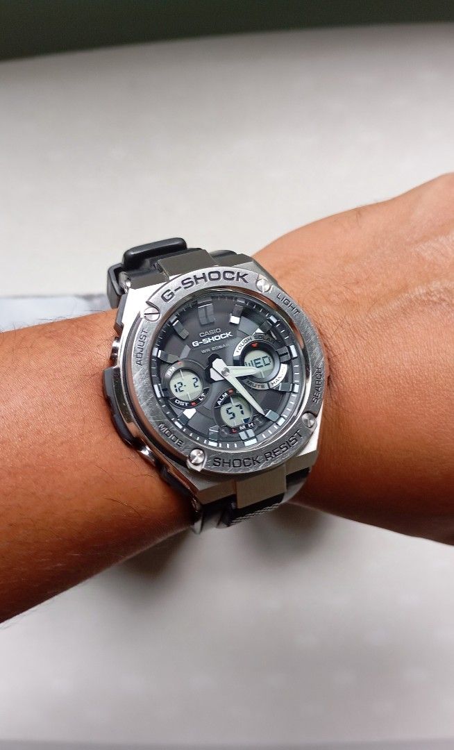 Jam tangan Casio G-Shock G-Steel GST-W110-1AJF Tough Solar Digital Analog Dial Black Resin Band ...