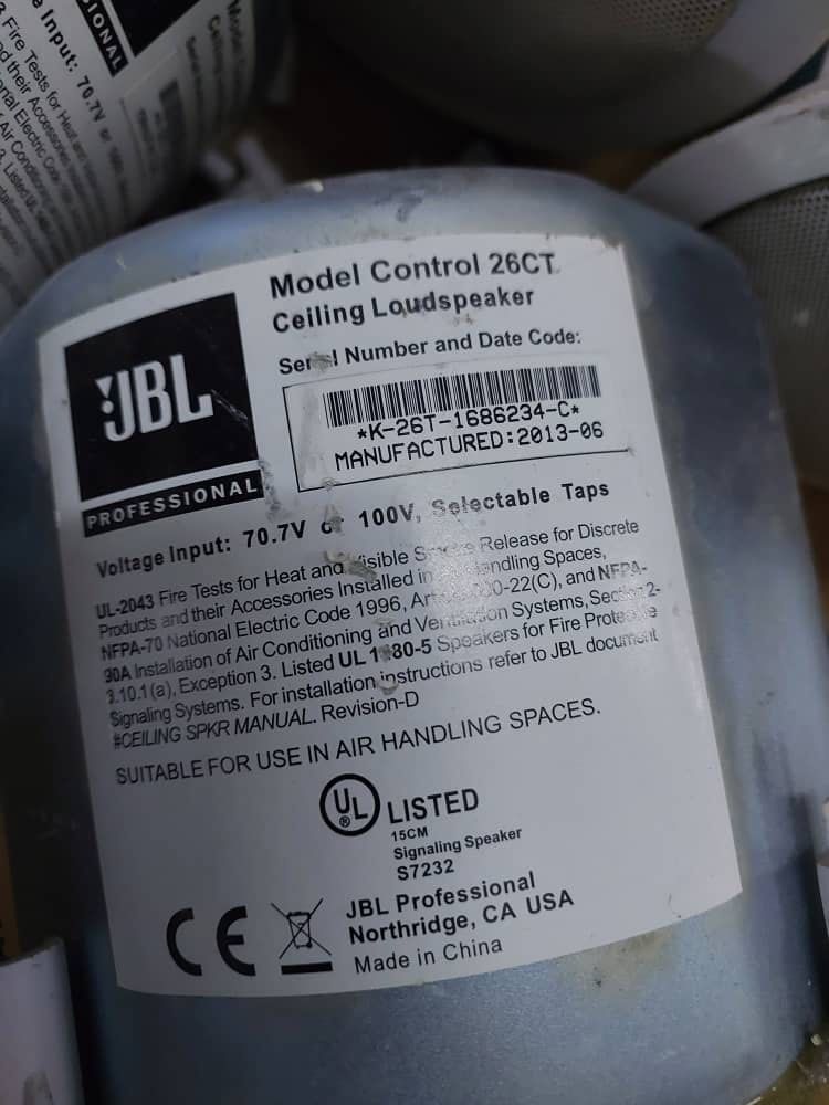 JBL Control 26CT 6.5" Ceiling Speakers with Transformer - Pair, Audio ...