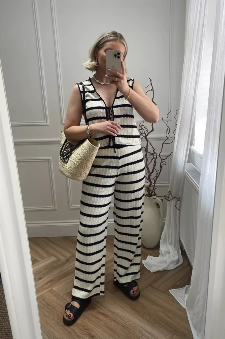 Mango Crochet Black and White set in S, Women's Fashion, Dresses & Sets ...