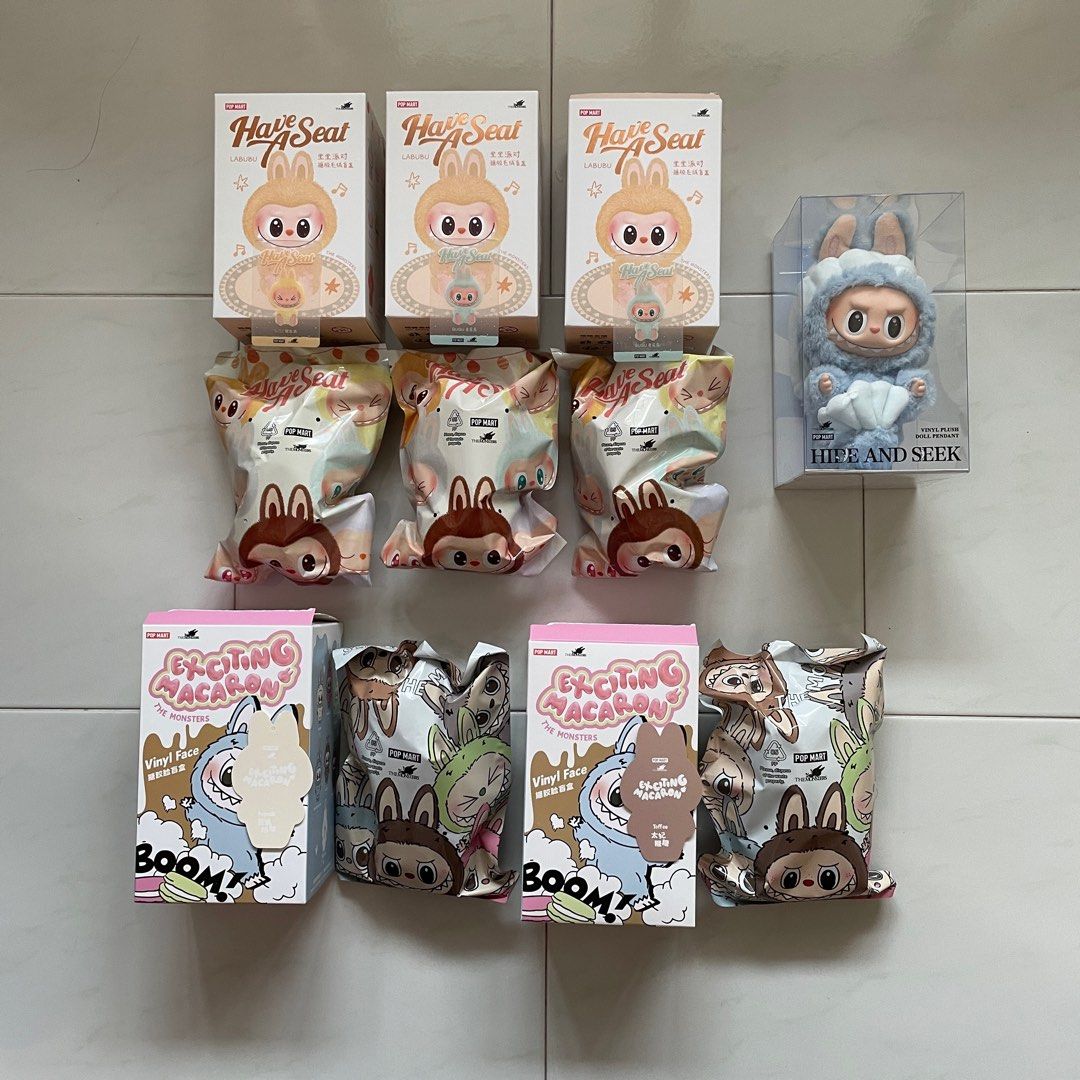 Popmart Labubu V1 Exciting Macaroon, V2 Have A Seat, Merbubu Labubu ...