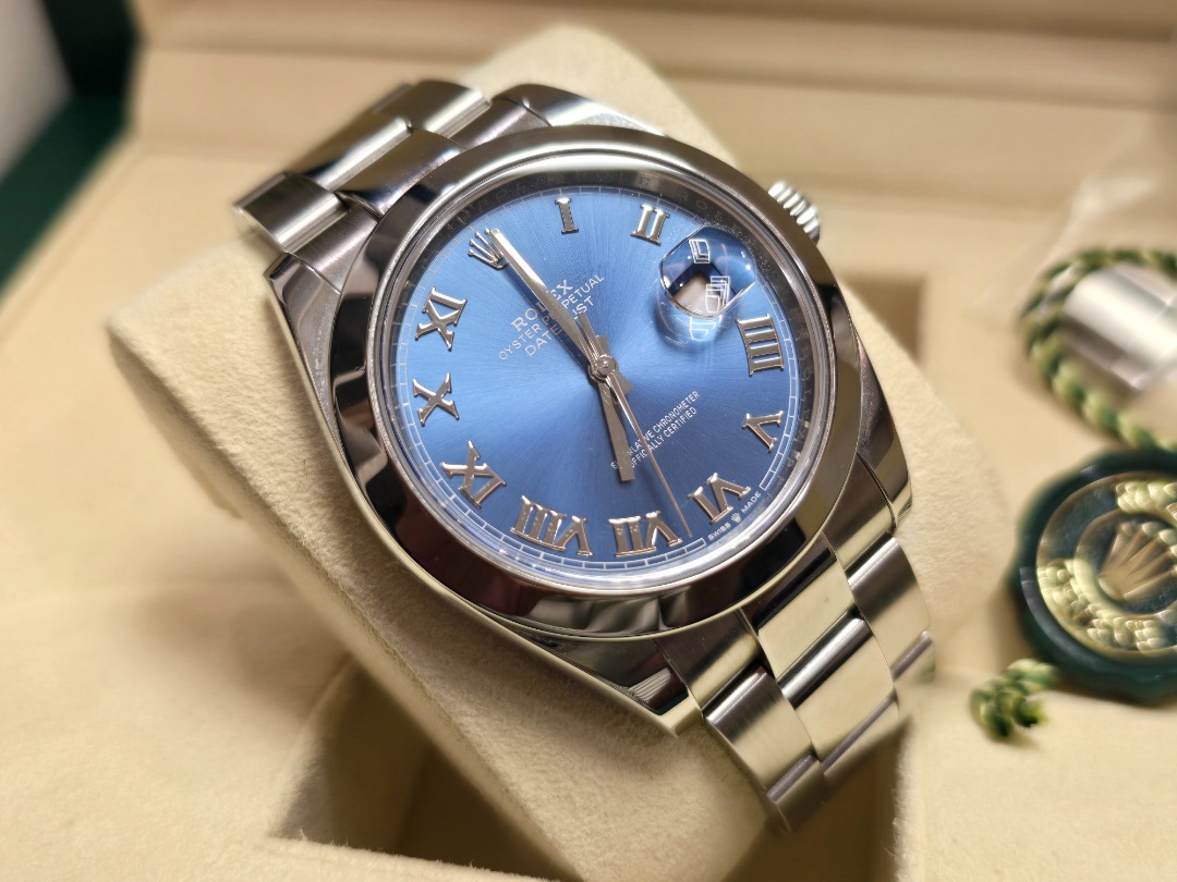 Rolex Datejust 41 Azzurro Blue Roman Dial, Luxury, Watches on Carousell