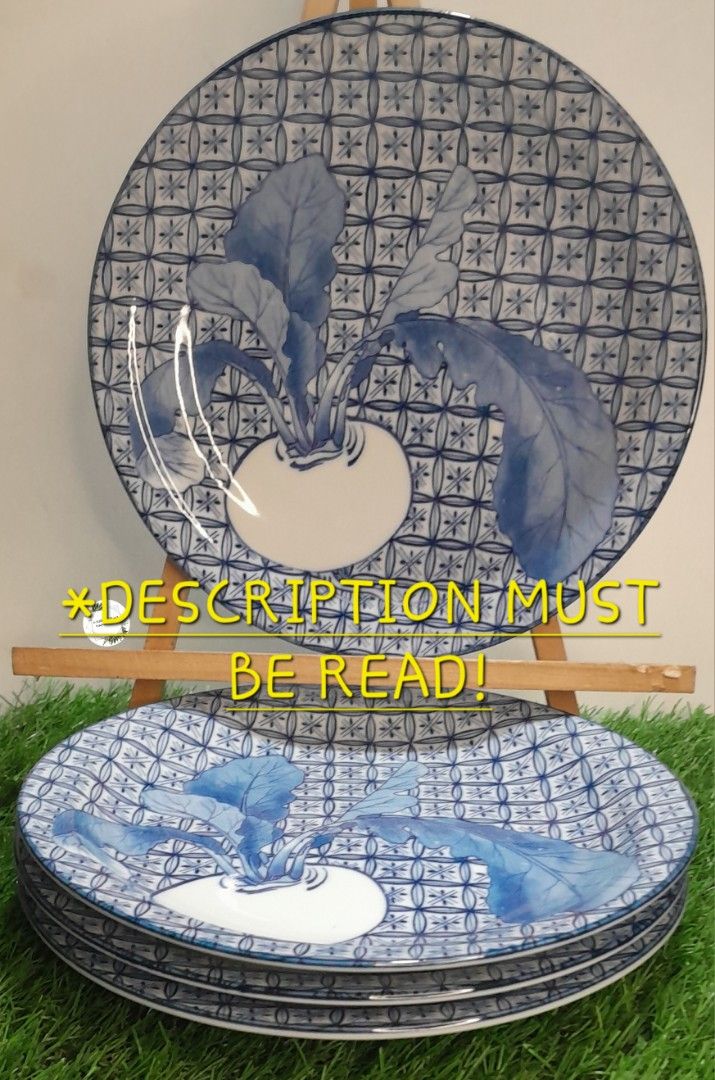 vtg.rare Blue and White Turnip/Beet Gingham Pattern Porcelain ...