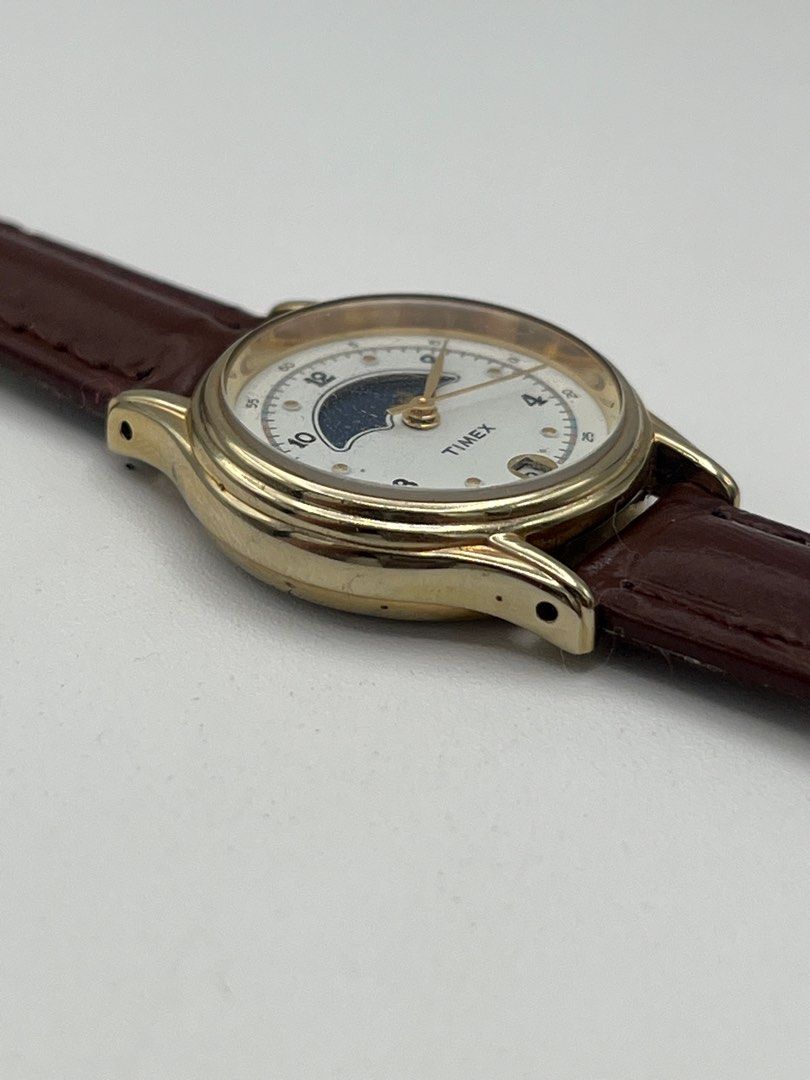 2000s Timex Moonphase White Arabic Dial, Luxury, Watches on Carousell