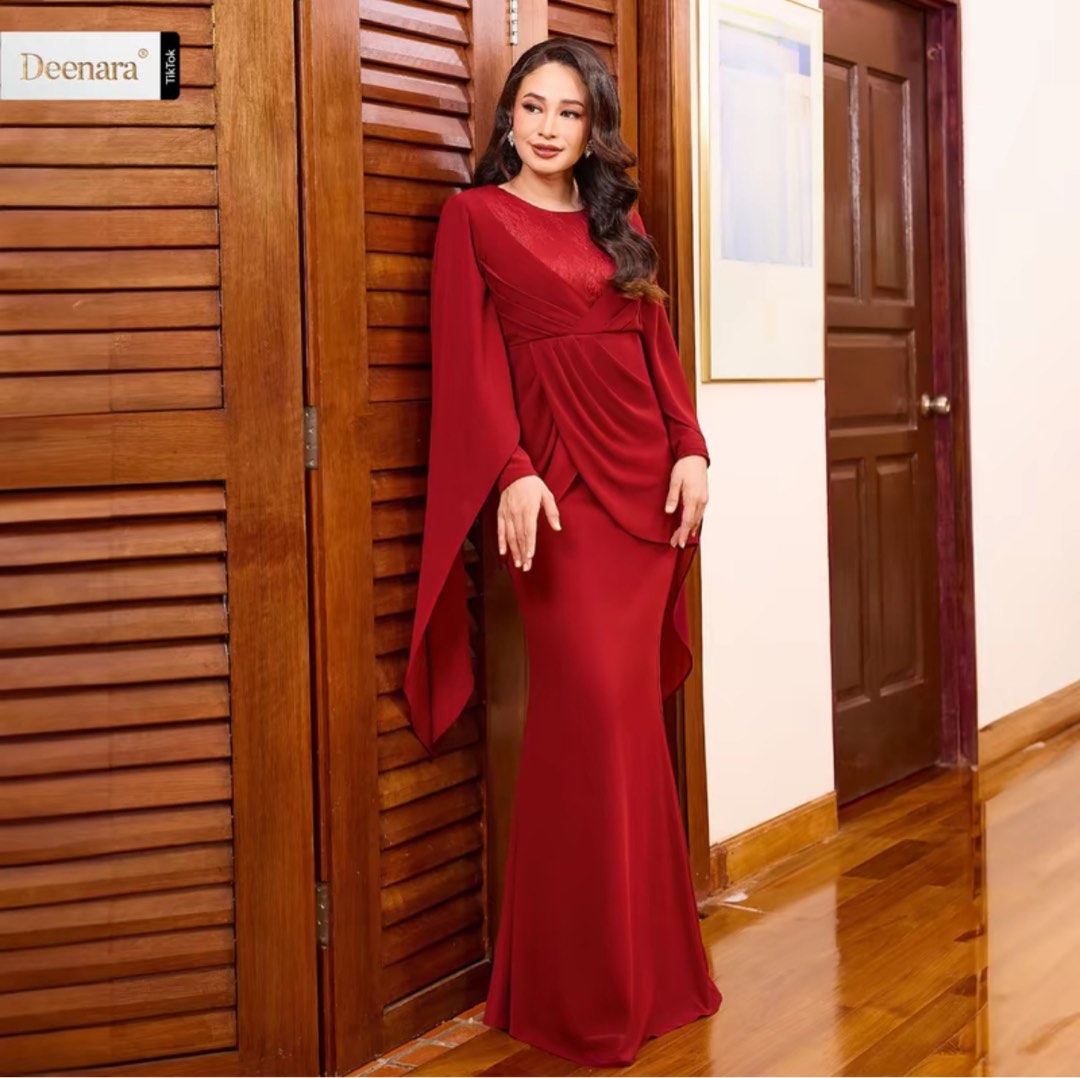 Deenara Evynn Baju Kurung Moden Lace, Women's Fashion, Muslimah Fashion ...