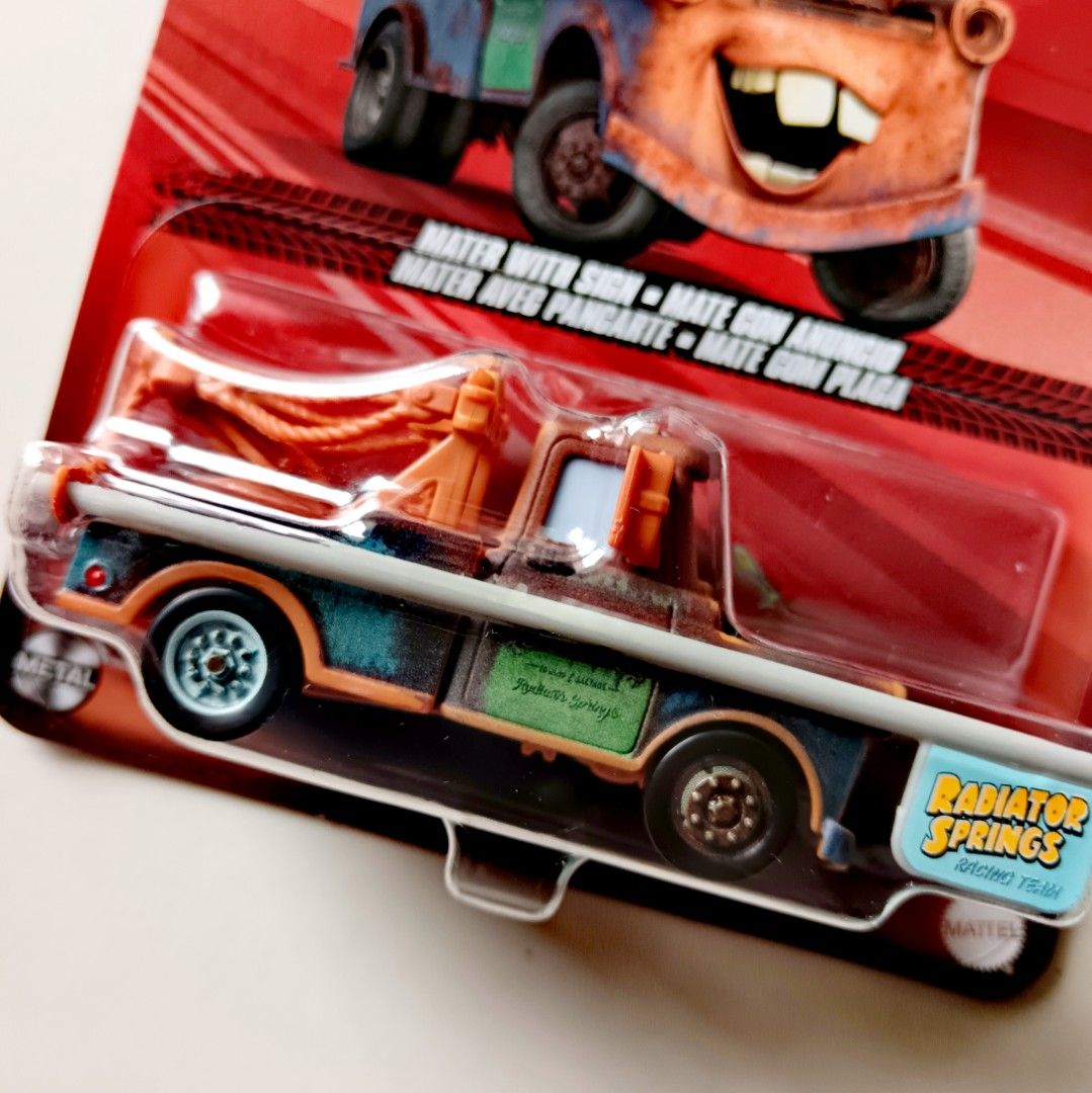 DISNEY PIXAR CARS Mater With Radiator Springs Racing Team Sign Diecast ...