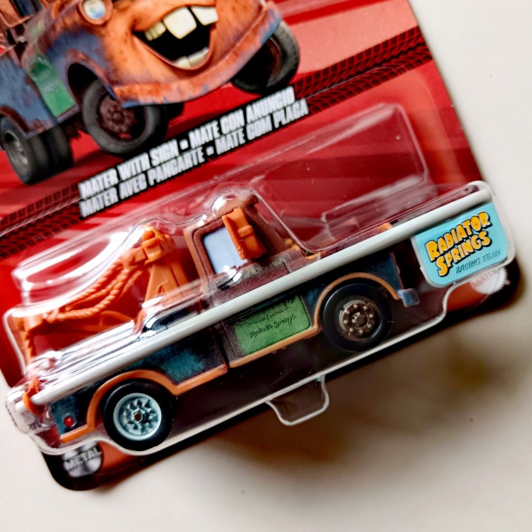 DISNEY PIXAR CARS Mater With Radiator Springs Racing Team Sign Diecast ...
