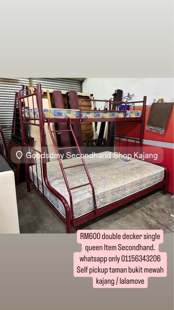 Double decker single queen + tilam, Furniture & Home Living, Furniture ...