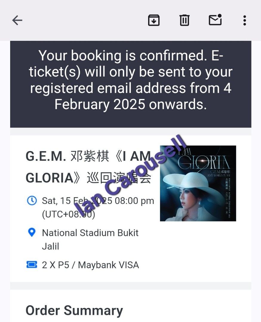 G.E.M. I AM GLORIA World Tour GEM Concert 邓紫棋巡回演唱会, Tickets & Vouchers, Event Tickets on Carousell