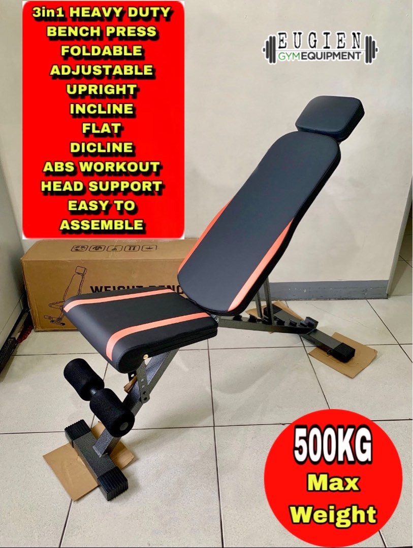HEAVY DUTY Bench Press Foldable & Adjustable Bench, Sports Equipment ...