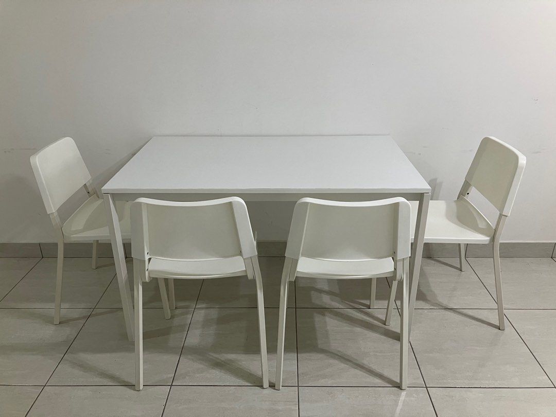 Ikea Melltorp + Teodores White Dining Table Set, Furniture & Home ...
