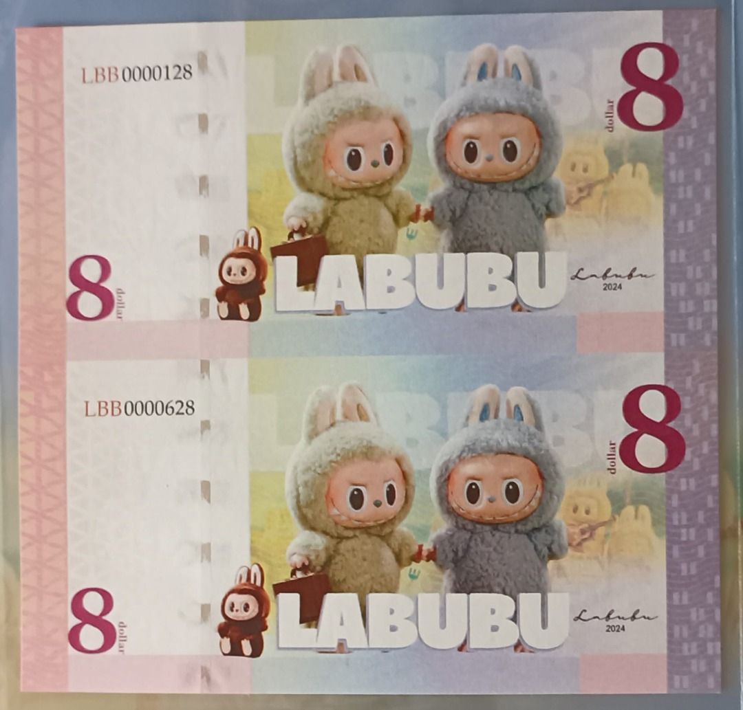 LABUBU 2024 Limited Issue 2in1 Uncut 8 Dollar Commemorative Fantasy ...