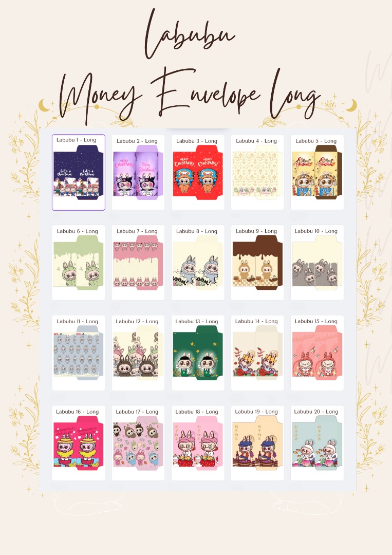 Labubu Money Envelope Long - Ang Pao - AngPao - Ampao - Christmas ...